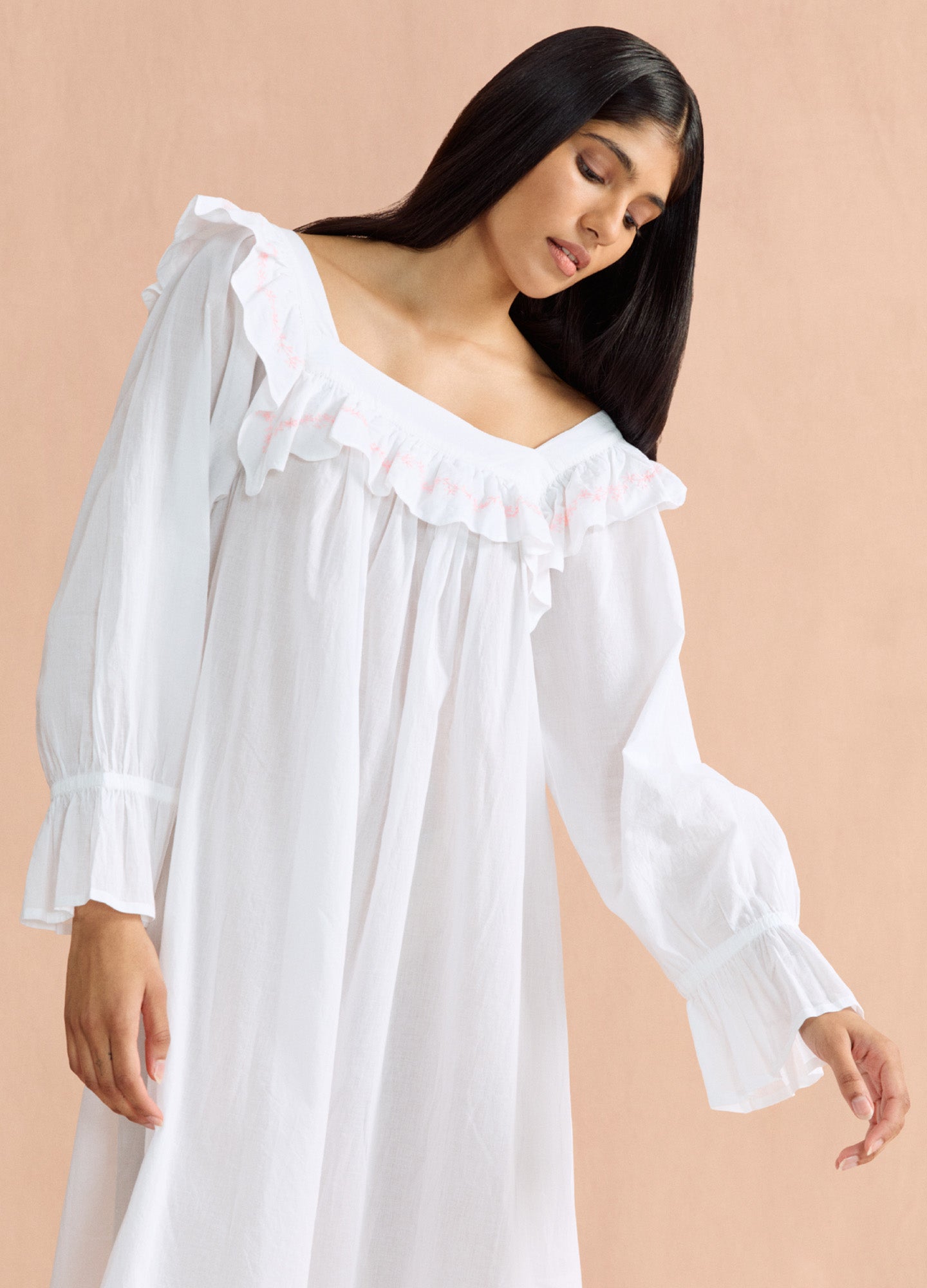 Frankie White Cotton Embroidered Nightdress | If Only If Nightwear